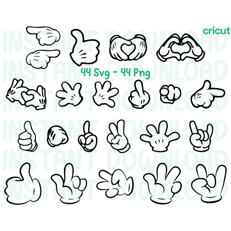 Mickey Mouse With Hearts - Etsy