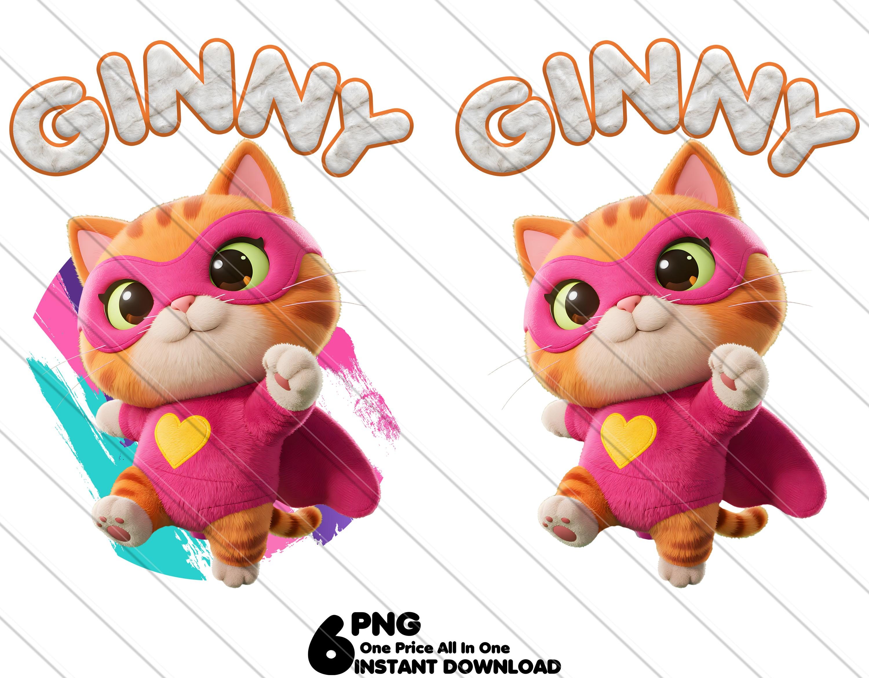 Super Kitties Ginny PNG Bundle - 6 Cute Digital Clipart Images - Cat ...