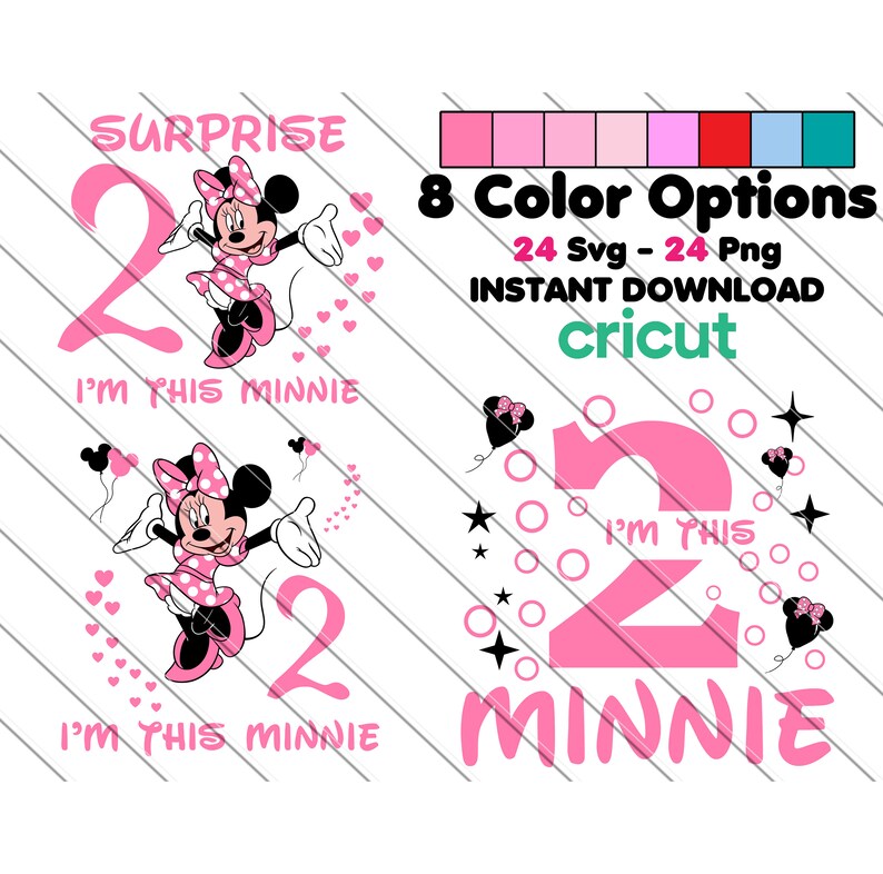 Minnie Mouse 2nd Birthday SVG PNG: Girl Birthday Party (digital ...