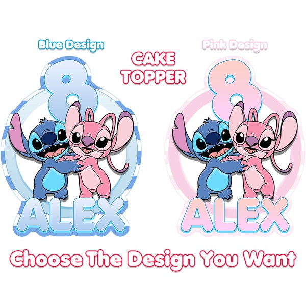 Angel and Stitch Birthday Topper - Etsy