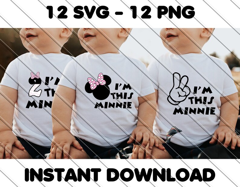 Minnie Mouse 2nd Birthday SVG, PNG: "i'm This Minnie" Clip Art (digital ...