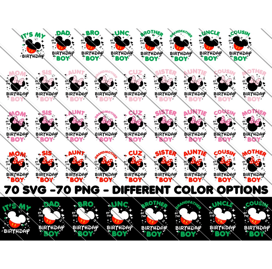 Family Bundle Birthday Boy Svg, Png, Mickey Mouse Svg, Birthday Boy ...