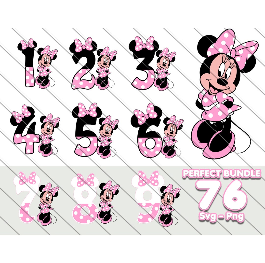 Minnie Mouse Numbers Svg, Png, Minnie Mouse Svg, Minnie Mouse Svg for ...