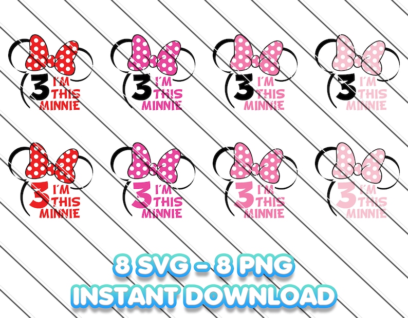 Minnie Mouse 3rd Birthday SVG PNG | Birthday Girl Clipart (digital ...