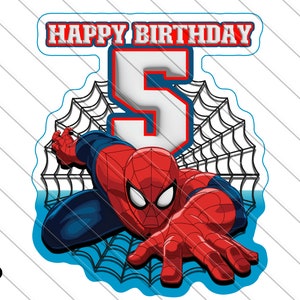 Spiderman 5th Birthday Boy PNG: Cake Topper, Clipart, Party Decor (digital Download) - Etsy