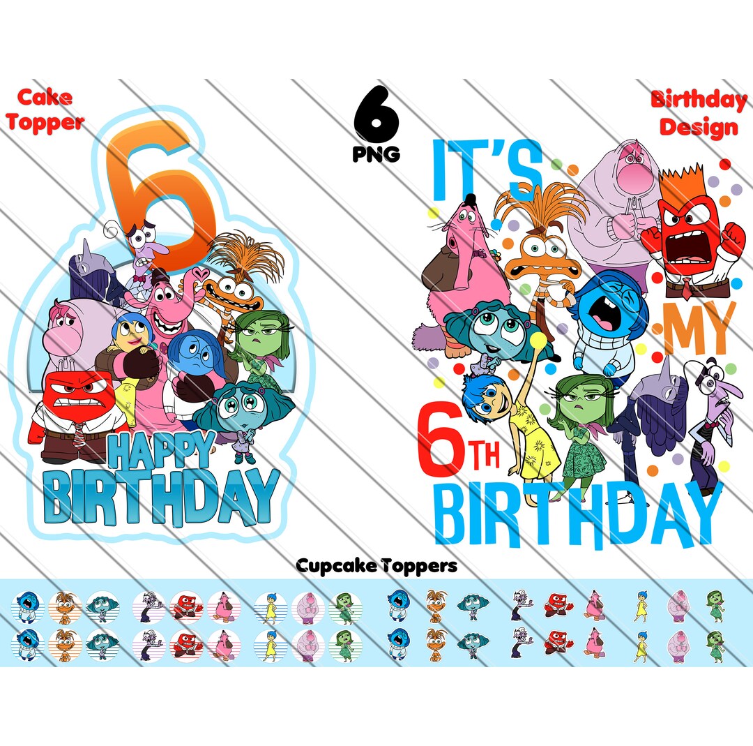 Inside Out Cake Topper, Inside Out Birthday PNG, Inside Out Cupcake ...