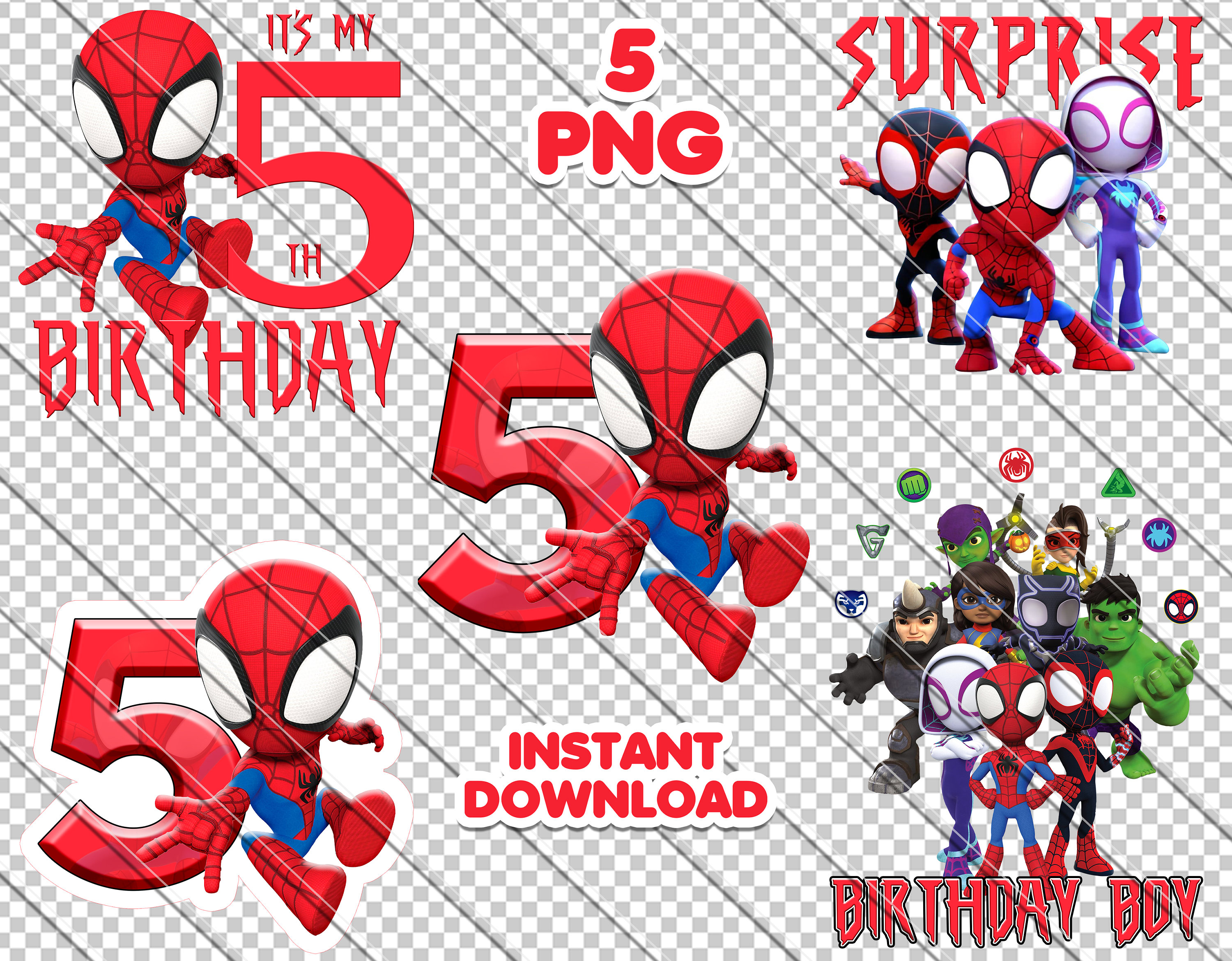 5th Birthday Birthday Boy Png Spider-man Birthday Spidey - Etsy
