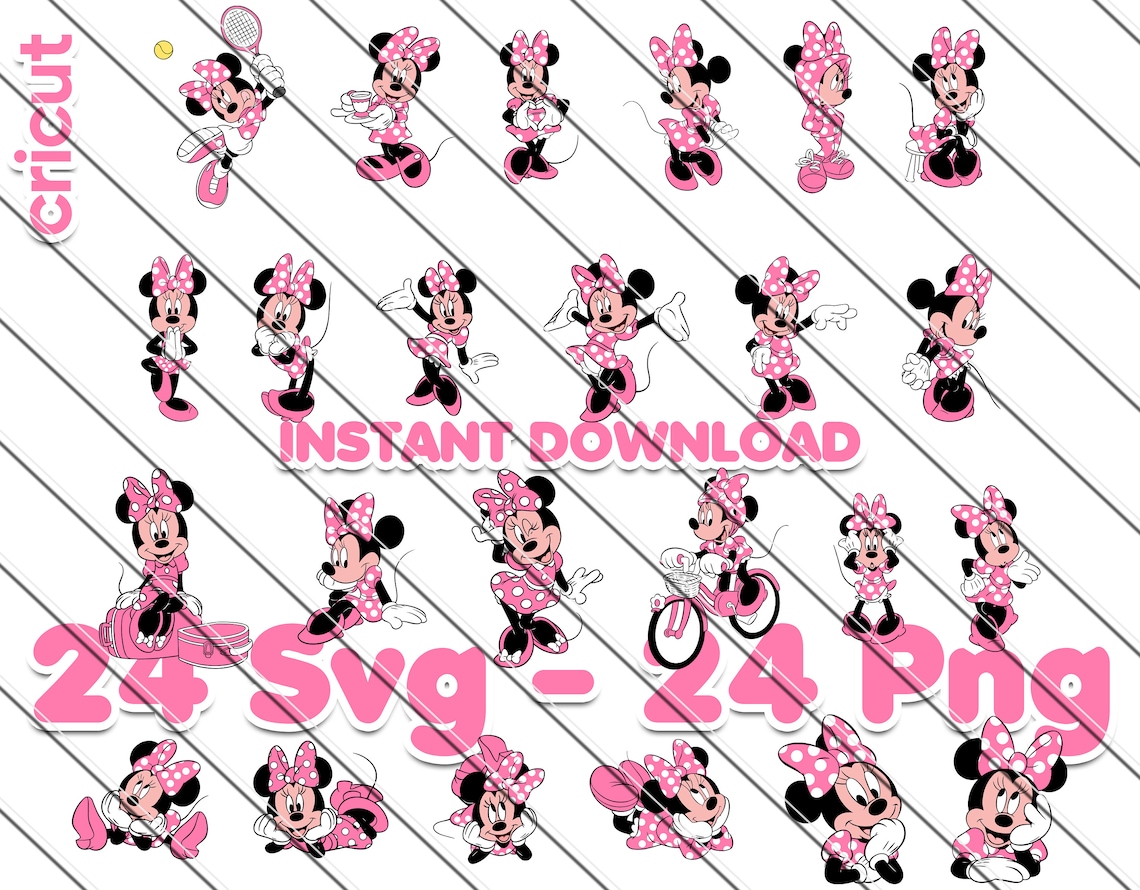 Pink Minnie Mouse Svg, Minnie Mouse for Cricut, Minnie Mouse Png,svg - Etsy