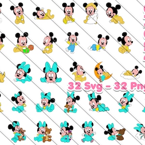 Baby Minnie Mouse Svg, Baby Mickey Mouse Svg, Baby Minnie and Mickey ...