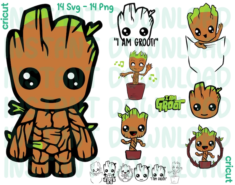 Baby Groot SVG Bundle: "i Am Groot" Clipart (digital Download) - Etsy