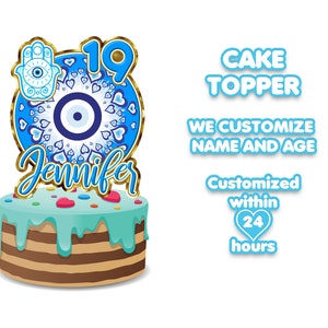 Custom Evil Eye Birthday Cake Topper: Personalized PNG (digital ...