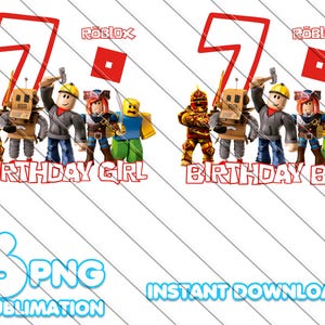 Roblox 7th Birthday Boy - Girl PNG, Roblox Cake Topper, Roblox 7th ...