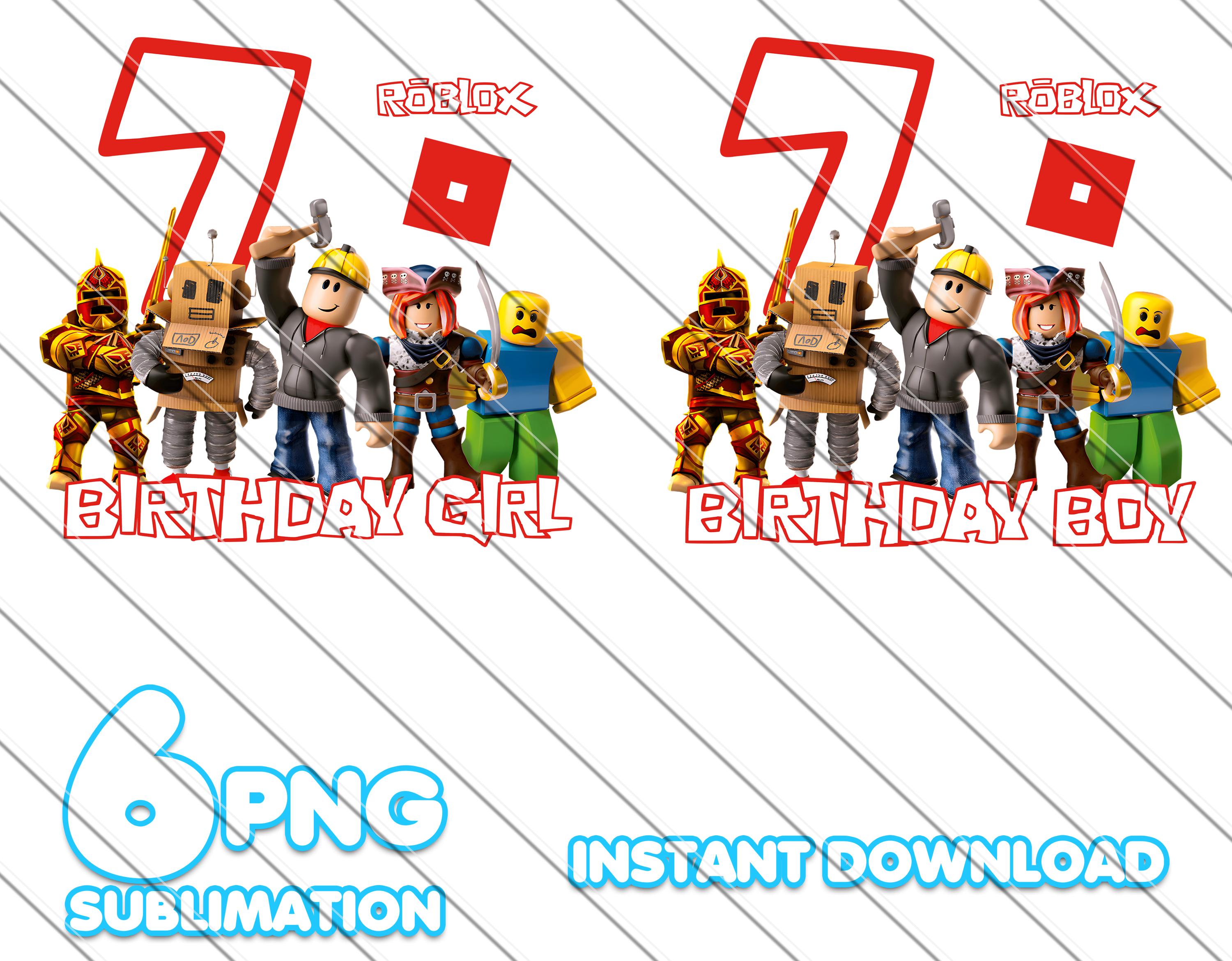 Roblox 7th Birthday PNG: Cake Topper, Banner, Shirt (digital Download ...
