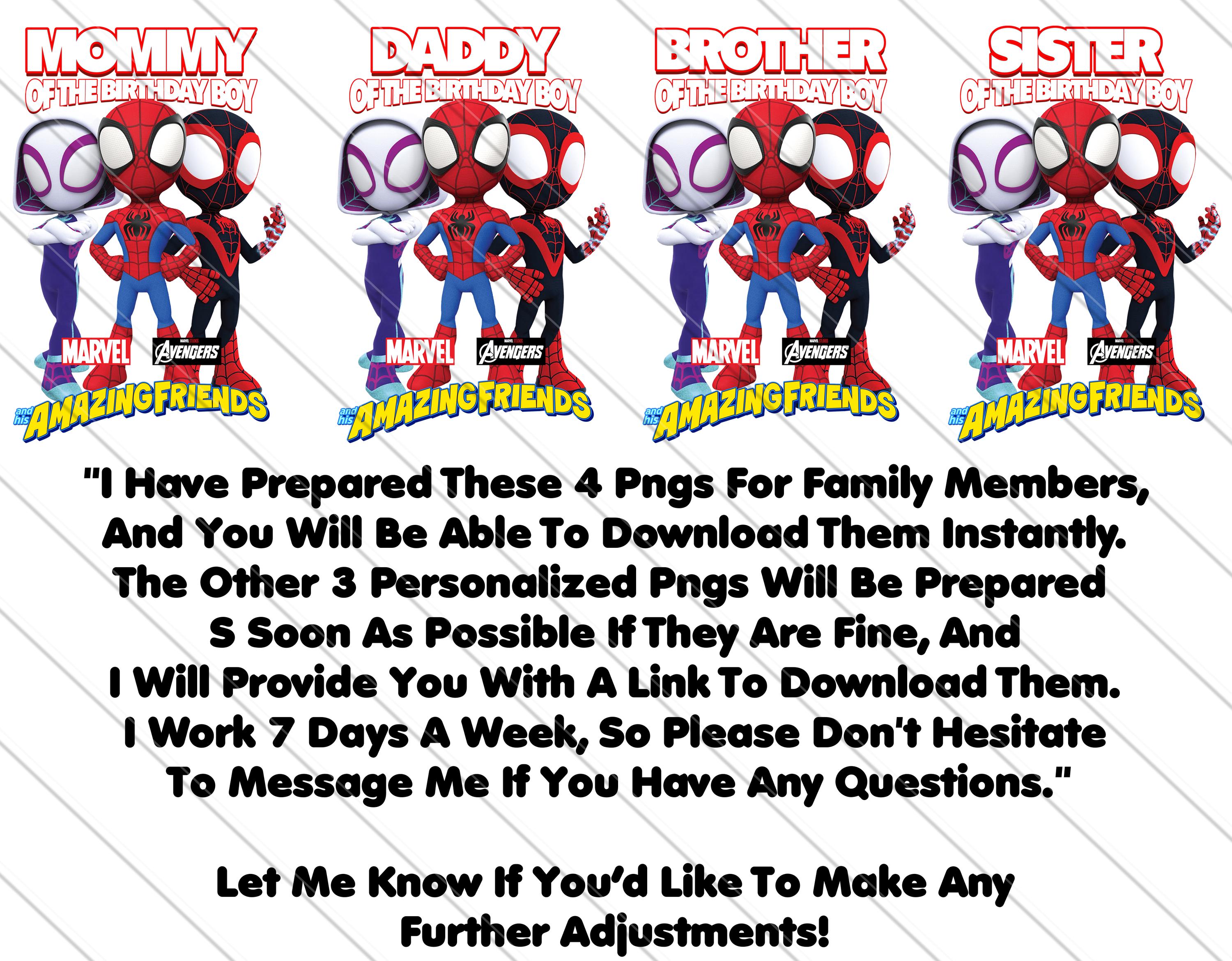 Personalized Spidey and His Amazing Friends Png, Matching Family ...