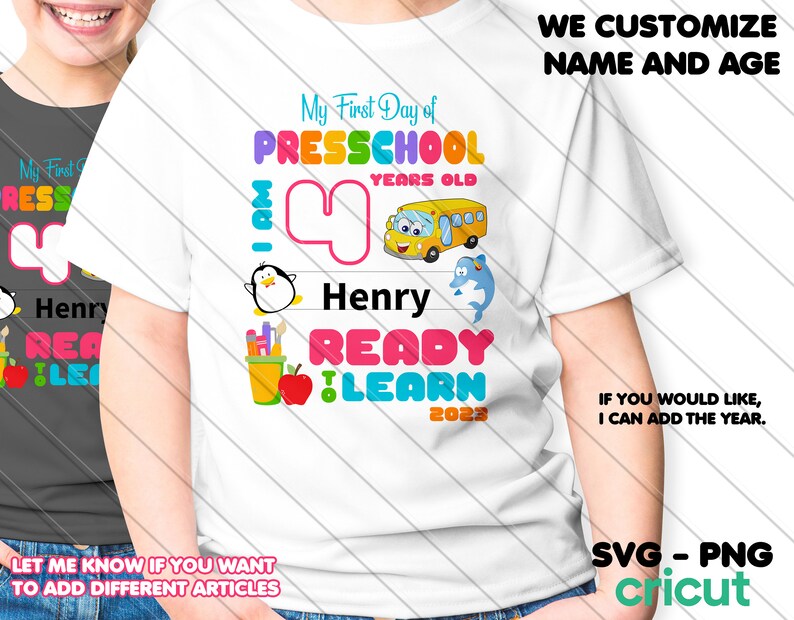Personalized First Day of Preschool SVG PNG for Cricut (digital ...