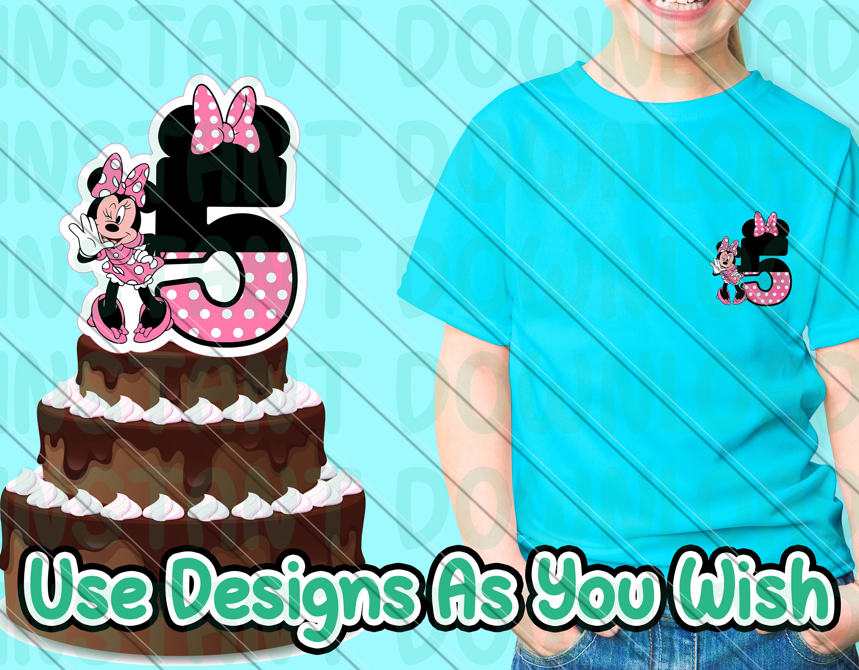 Printable Minnie Mouse 5th Birthday Svg Png Digital - Etsy