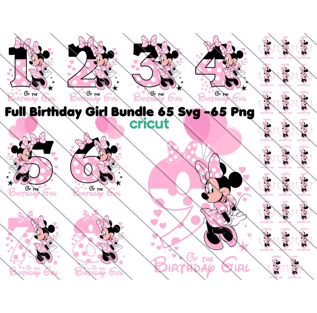 Birthday Girl, Matching Family Svg, Png Minnie Mouse Numbers Svg, Png ...