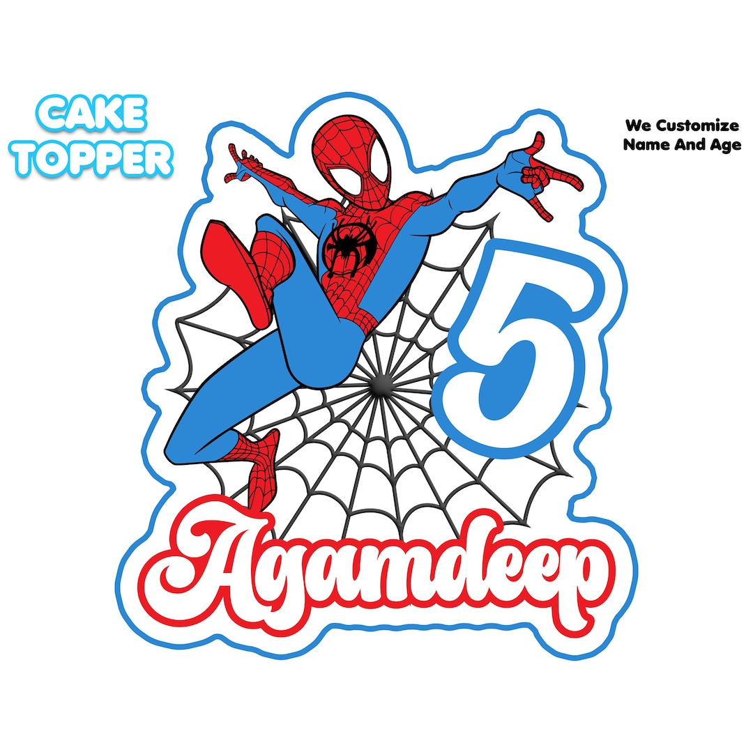Personalized Spiderman Birthday Cake Topper: Printable PNG (digital ...