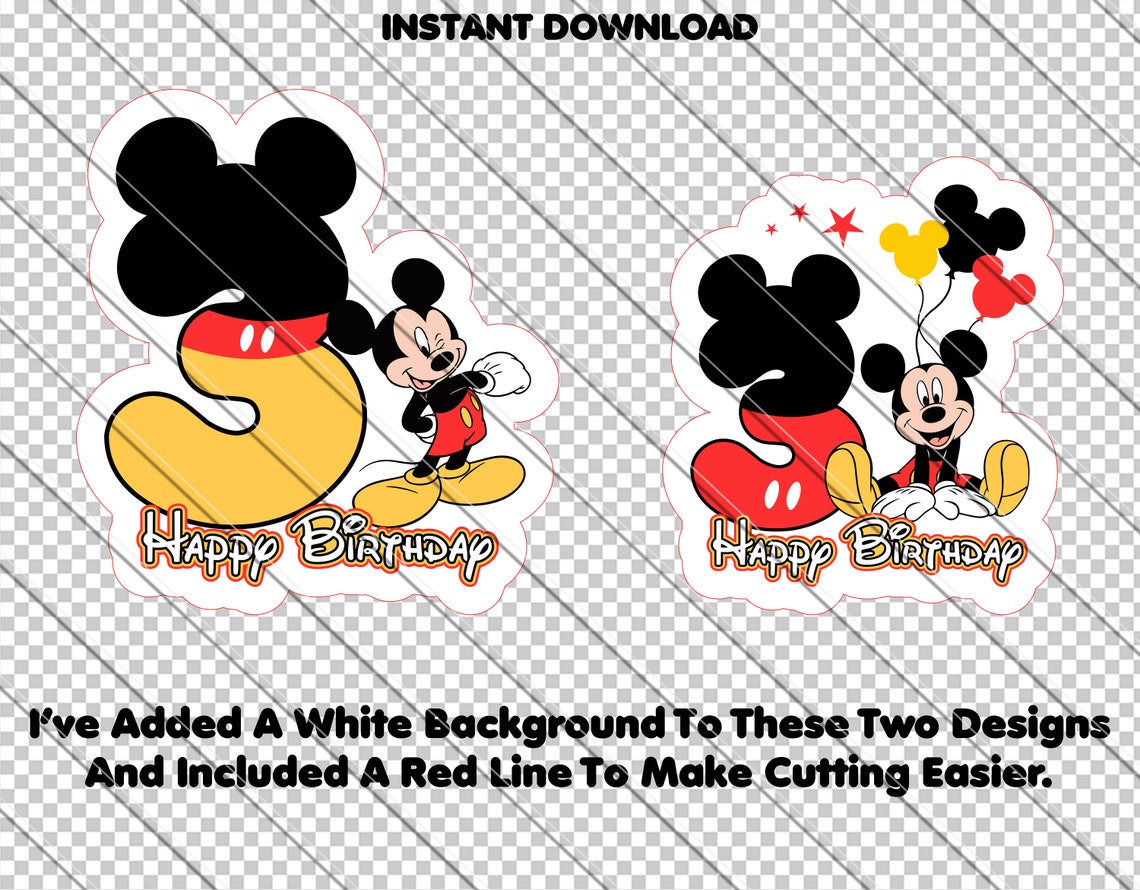 Mickey Mouse 3rd Birthday SVG: Cake Topper, Shirt Design (digital ...