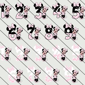 Minnie Mouse Numbers SVG PNG: Pink Birthday Clipart (digital Download ...