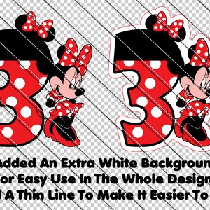 Minnie Mouse Numbers SVG, PNG: Red Birthday Clipart (digital Download ...