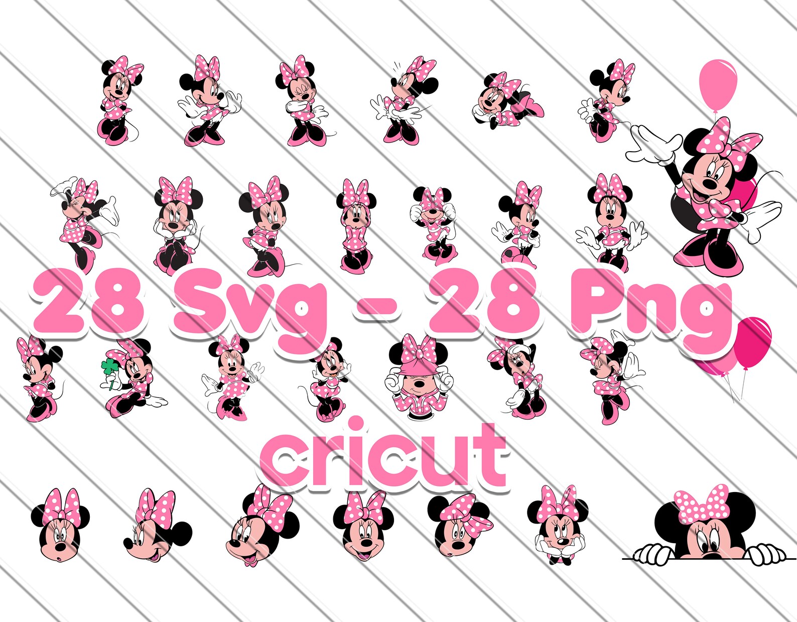 Minnie Mouse Svg, Minnie Mouse Svg for Cricut, Minnie Mouse Png, Pink ...