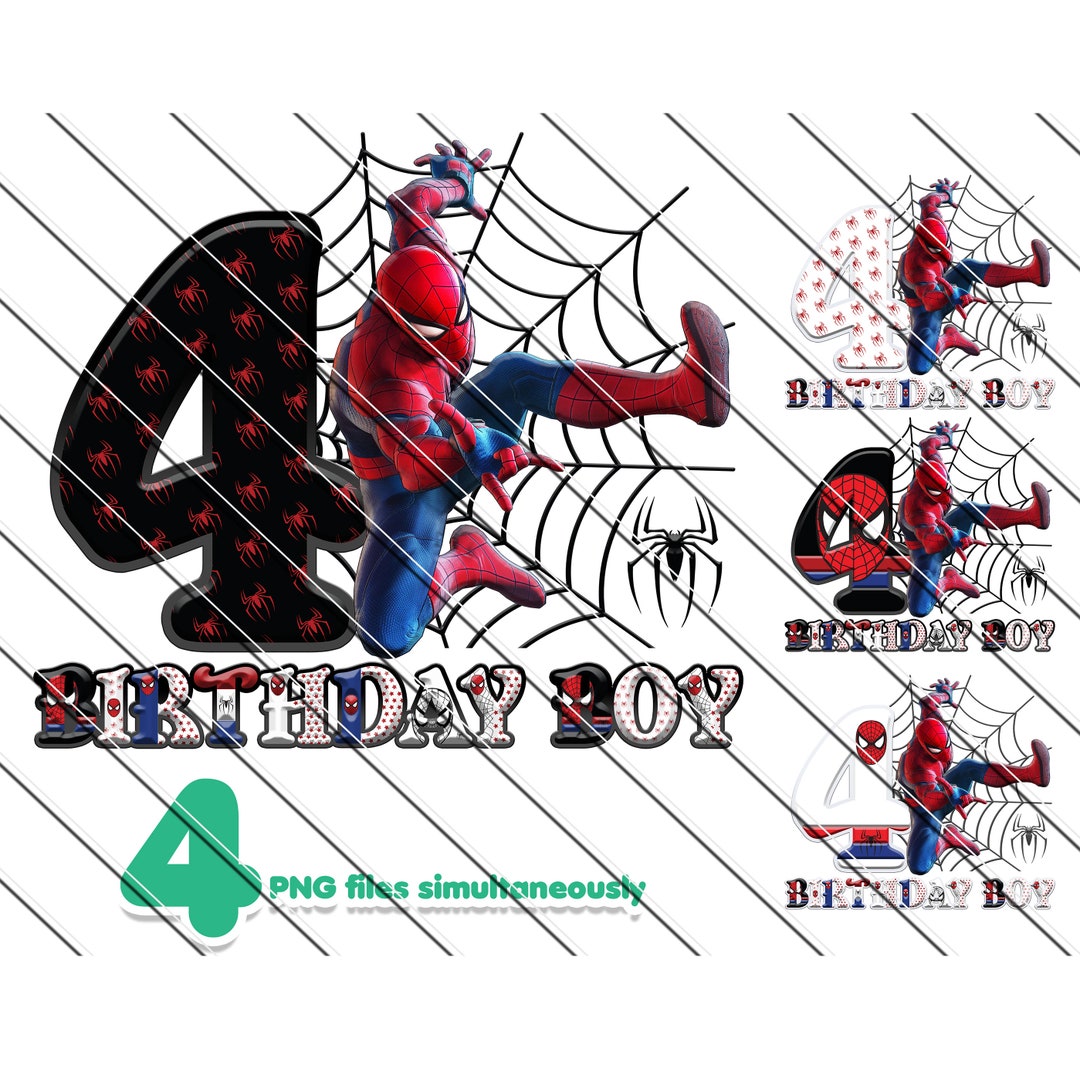 Spiderman 4th Birthday PNG: Party Theme (instant Download) - Etsy
