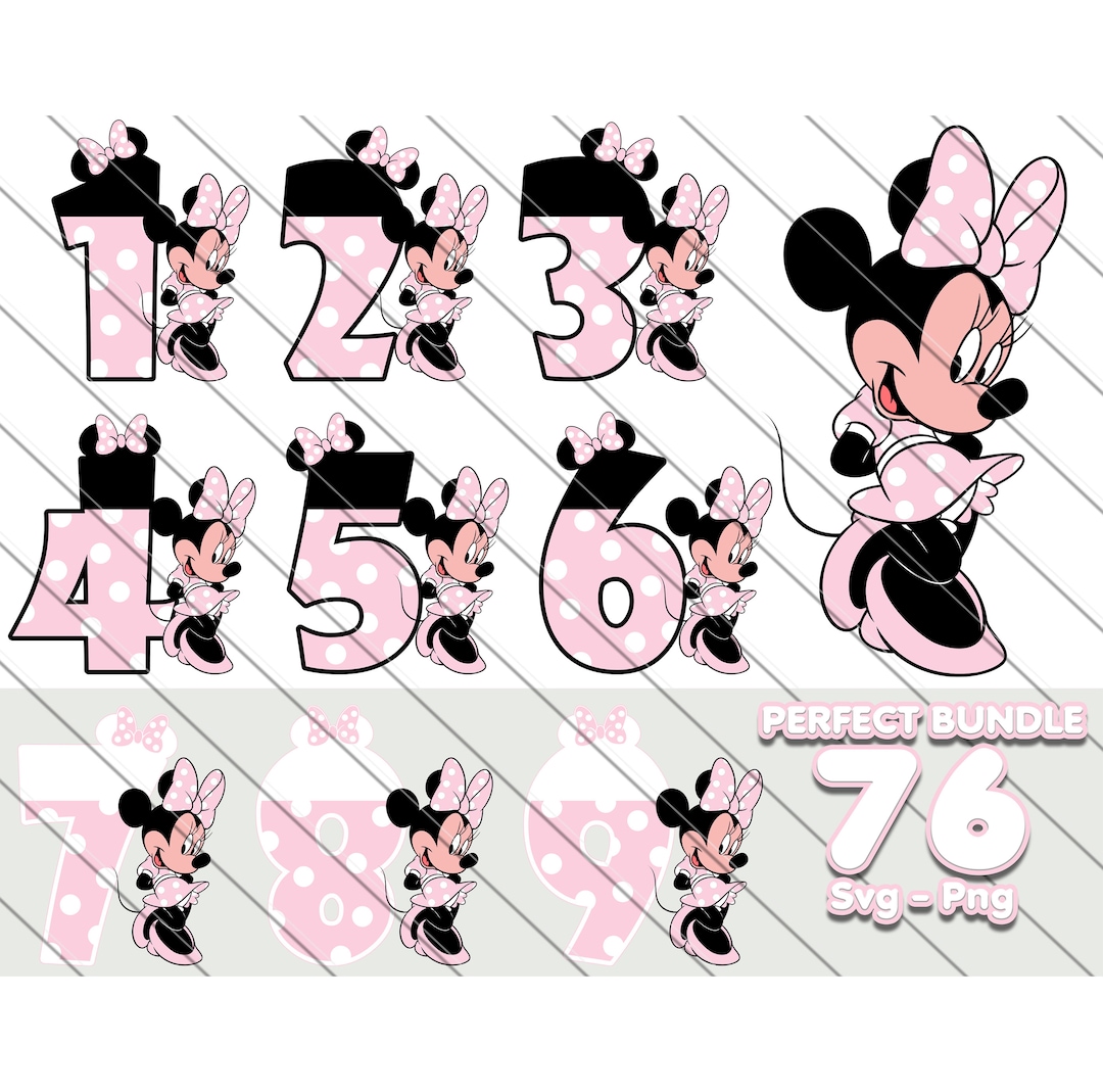 Minnie Mouse Numbers Svg, Png, Minnie Mouse Svg, Minnie Mouse Svg for ...
