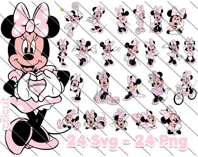 Minnie Mouse Trio Pink Watercolor Splashes Wall Art Prints - Etsy