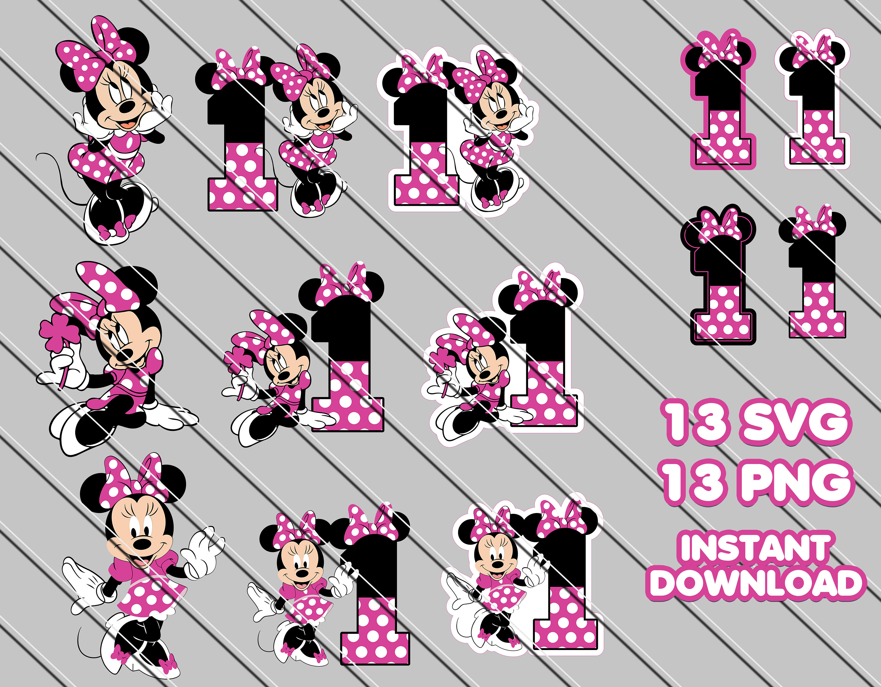 Minnie Mouse 1st Birthday SVG PNG Clipart (digital Download) - Etsy