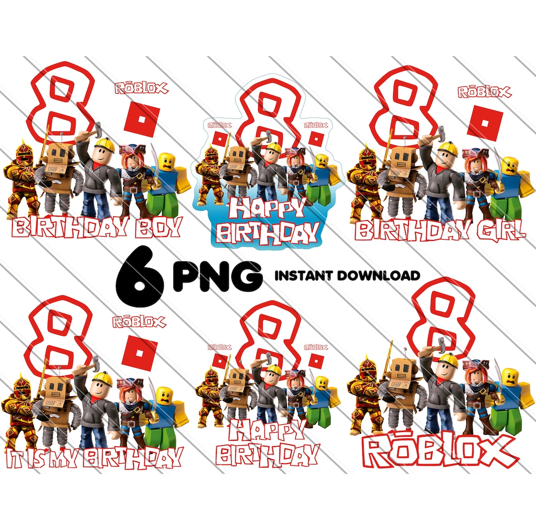 Roblox 8th Birthday Boy - Girl PNG, Roblox Cake Topper, Roblox 8th ...