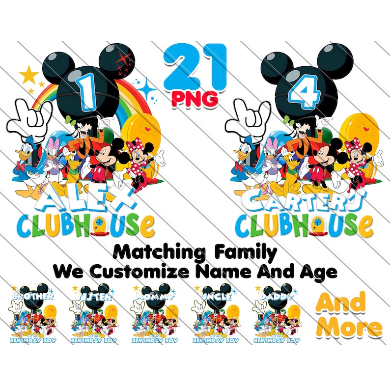 Personalized Mickey Clubhouse Birthday PNG: Matching Family Shirts - Etsy