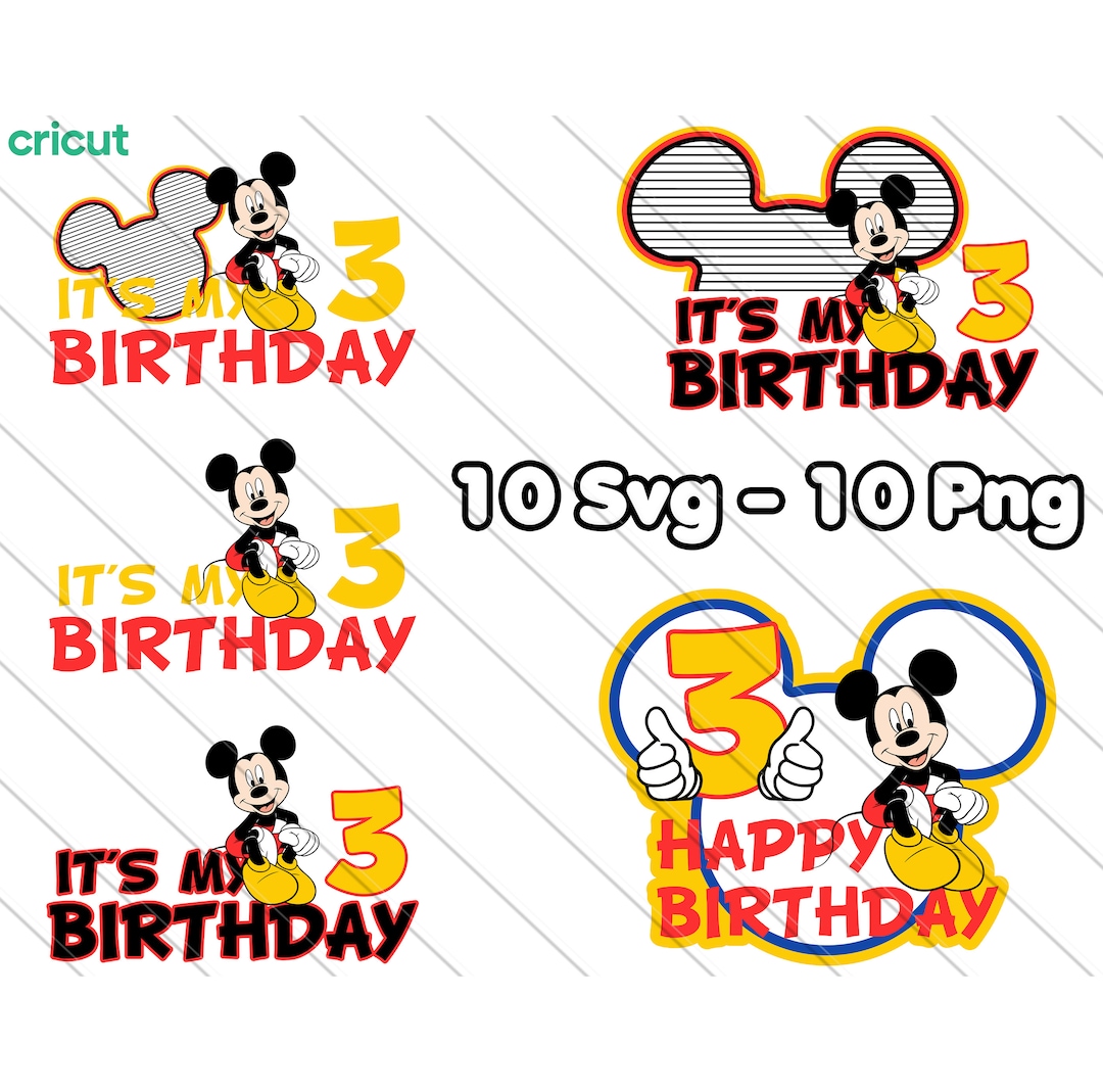Mickey Mouse Svg, 3rd Birthday Svg, Mickey Mouse Cake Topper, 3rd ...