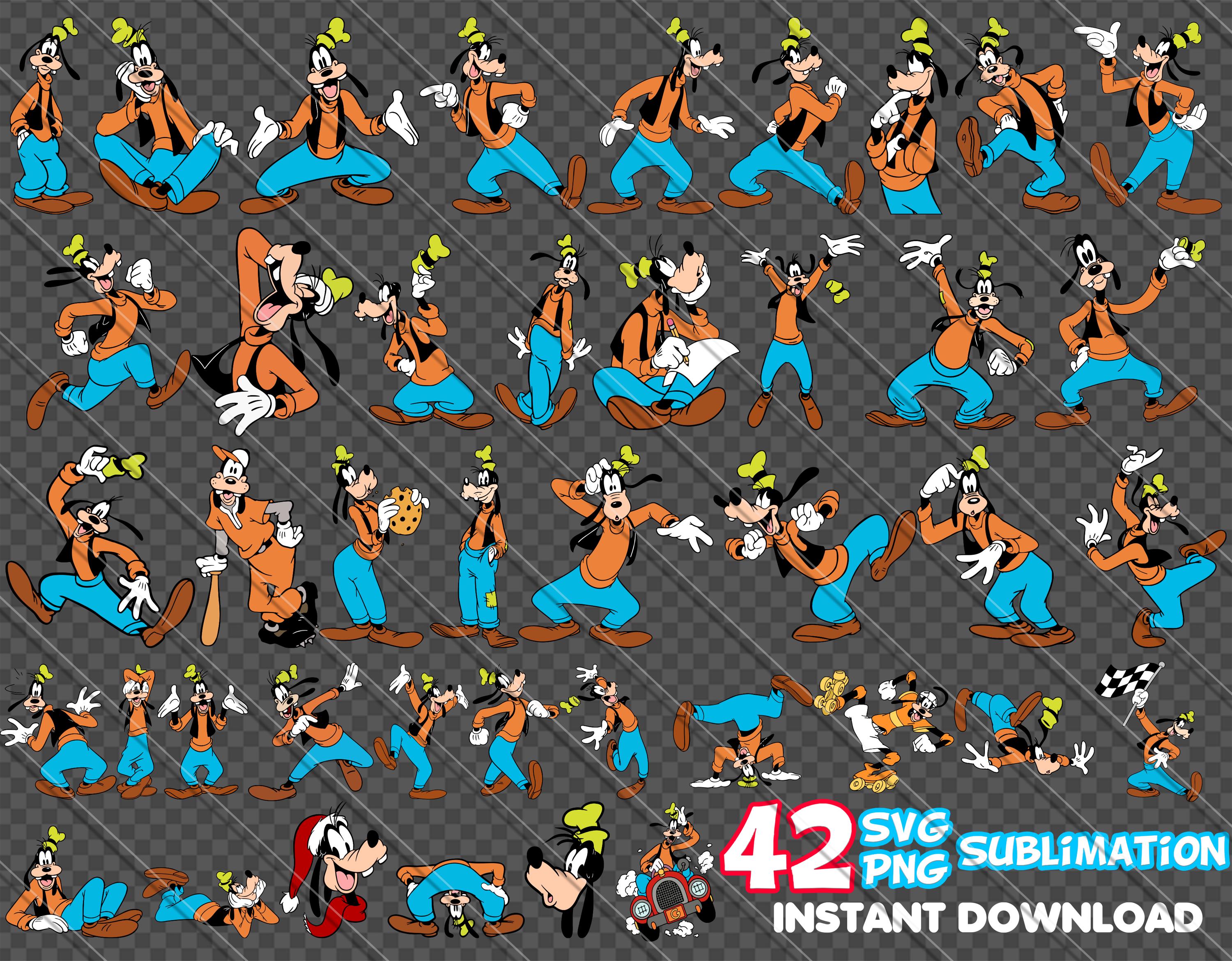 Goofy SVG PNG Bundle | 42 Funny Poses | Disney Cartoon Character ...