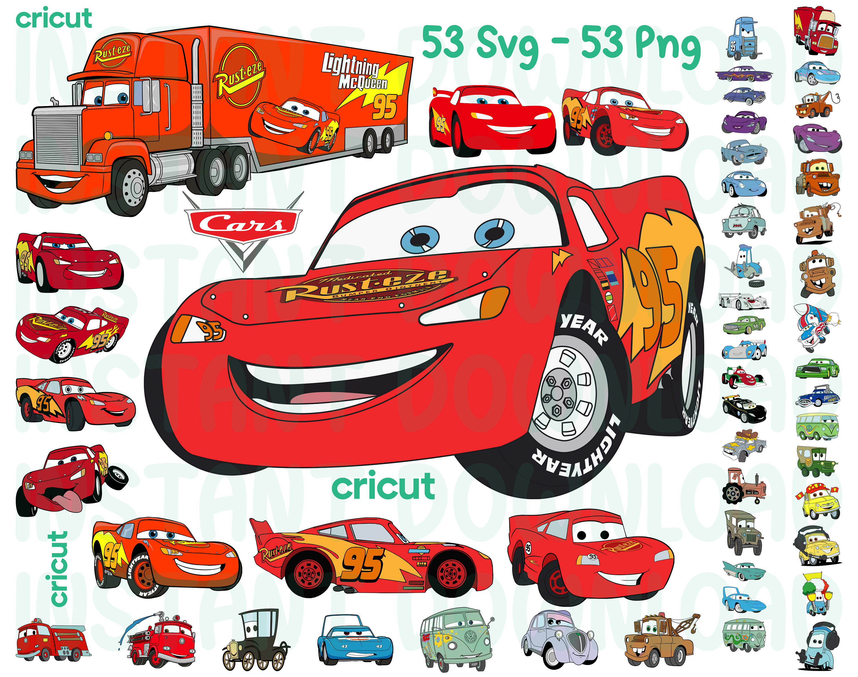Cars Svg Lightning Mcqueen Svg Cars Svg Files for Cricut - Etsy