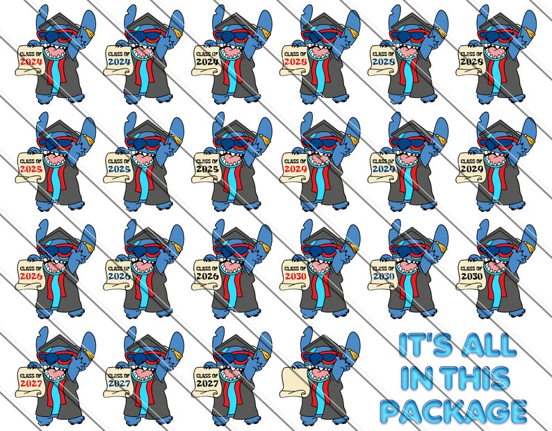 Stitch Graduation SVG PNG Bundle: Class of 2025 - 2026 - 2027 (digital ...