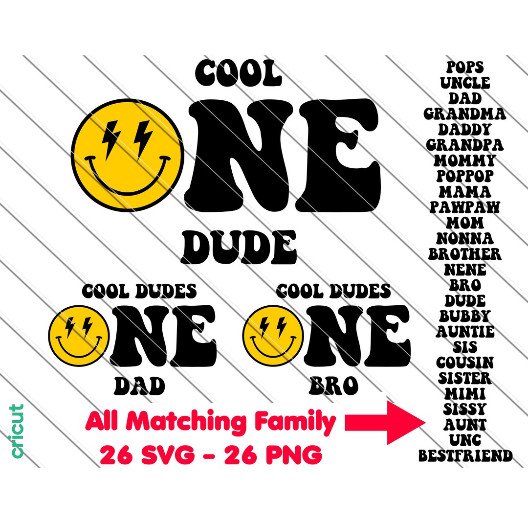 One Cool Dude, Matching Family Birthday Svg,png, Cool Dudes - Etsy