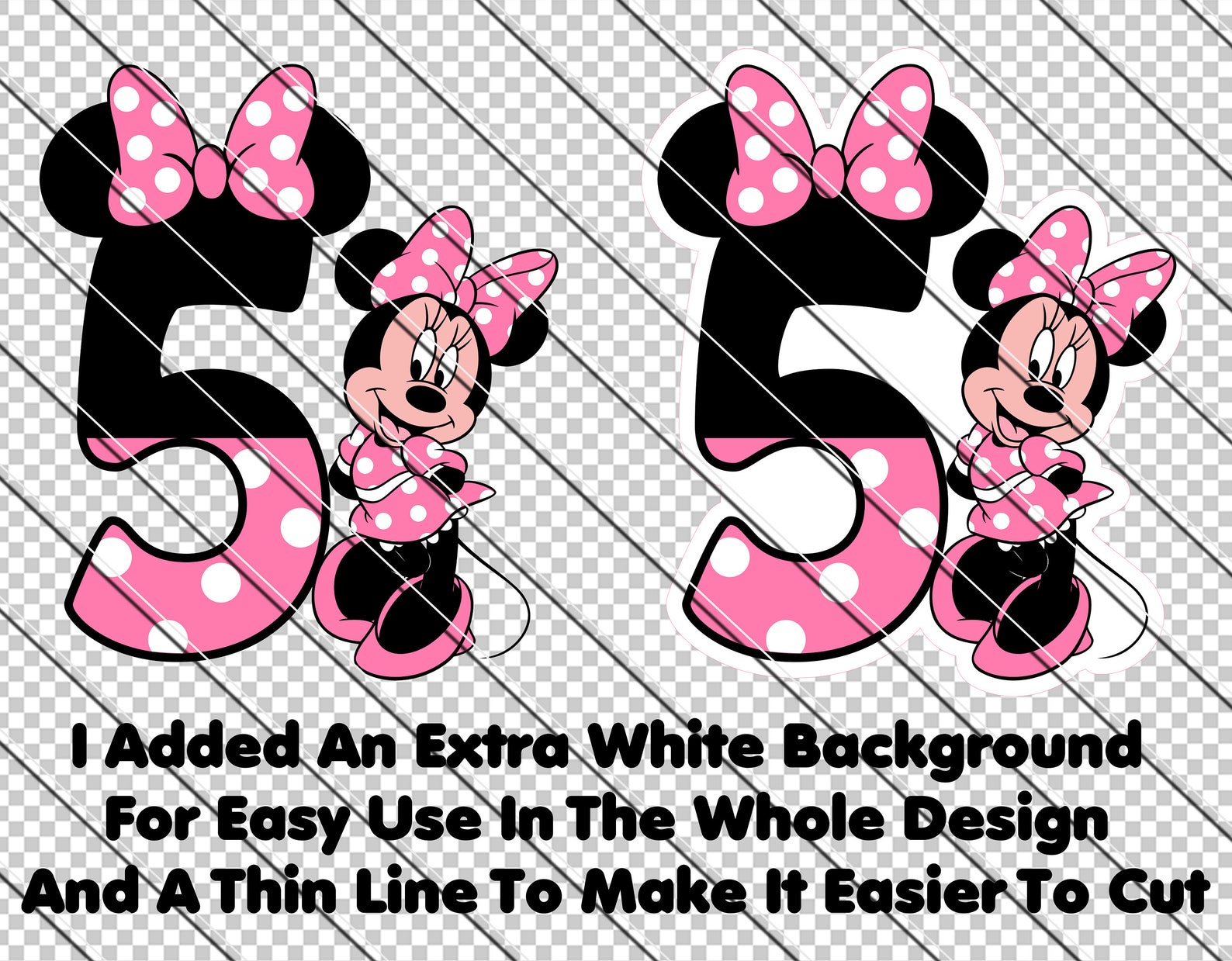 Minnie Mouse Numbers SVG PNG: Pink Birthday Clipart (digital Download ...