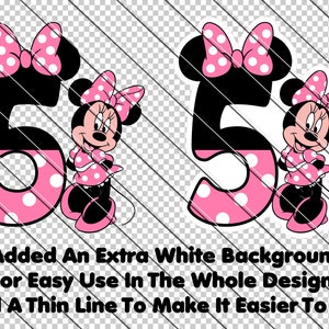 Minnie Mouse Numbers SVG PNG: Pink Birthday Clipart (digital Download ...