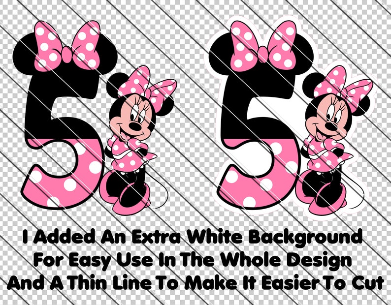 Minnie Mouse Numbers SVG PNG: Pink Birthday Clipart (digital Download ...