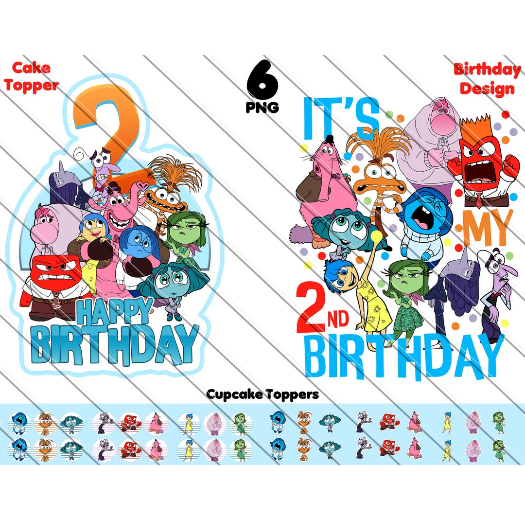 Inside Out Birthday PNG, Inside Out Cake Topper, Inside Out Cupcake ...