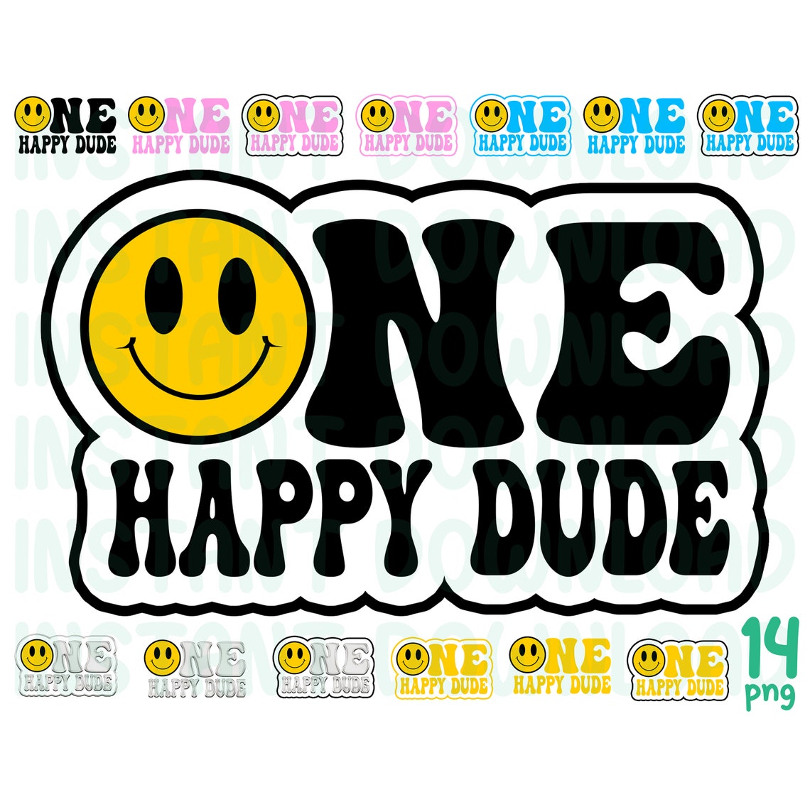One Happy Dude Birthday Shirt Png Smiley Shirt Toddler - Etsy