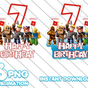 Roblox 7th Birthday Boy - Girl PNG, Roblox Cake Topper, Roblox 7th ...
