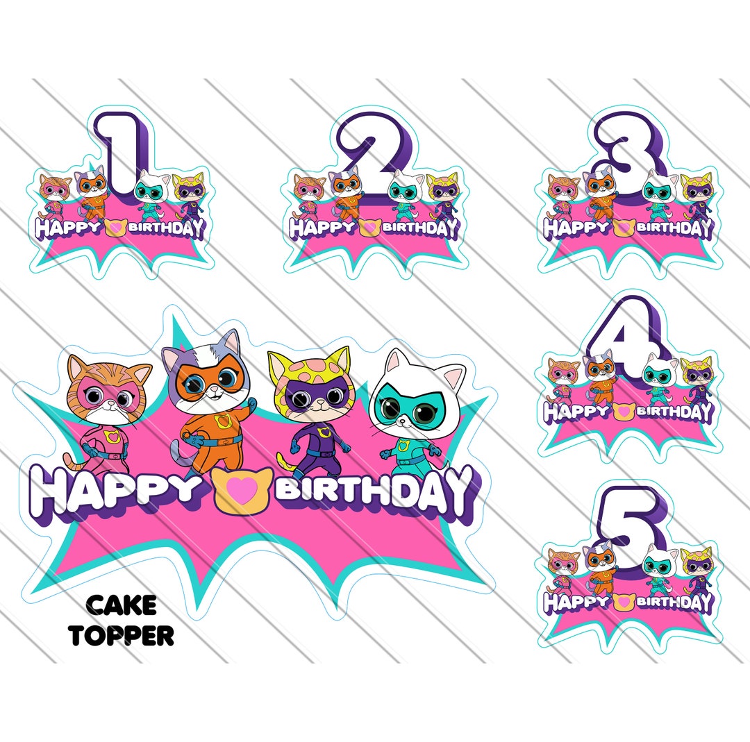 Super Kitties Birthday Cake Topper: PNG Printable (digital Download) - Etsy