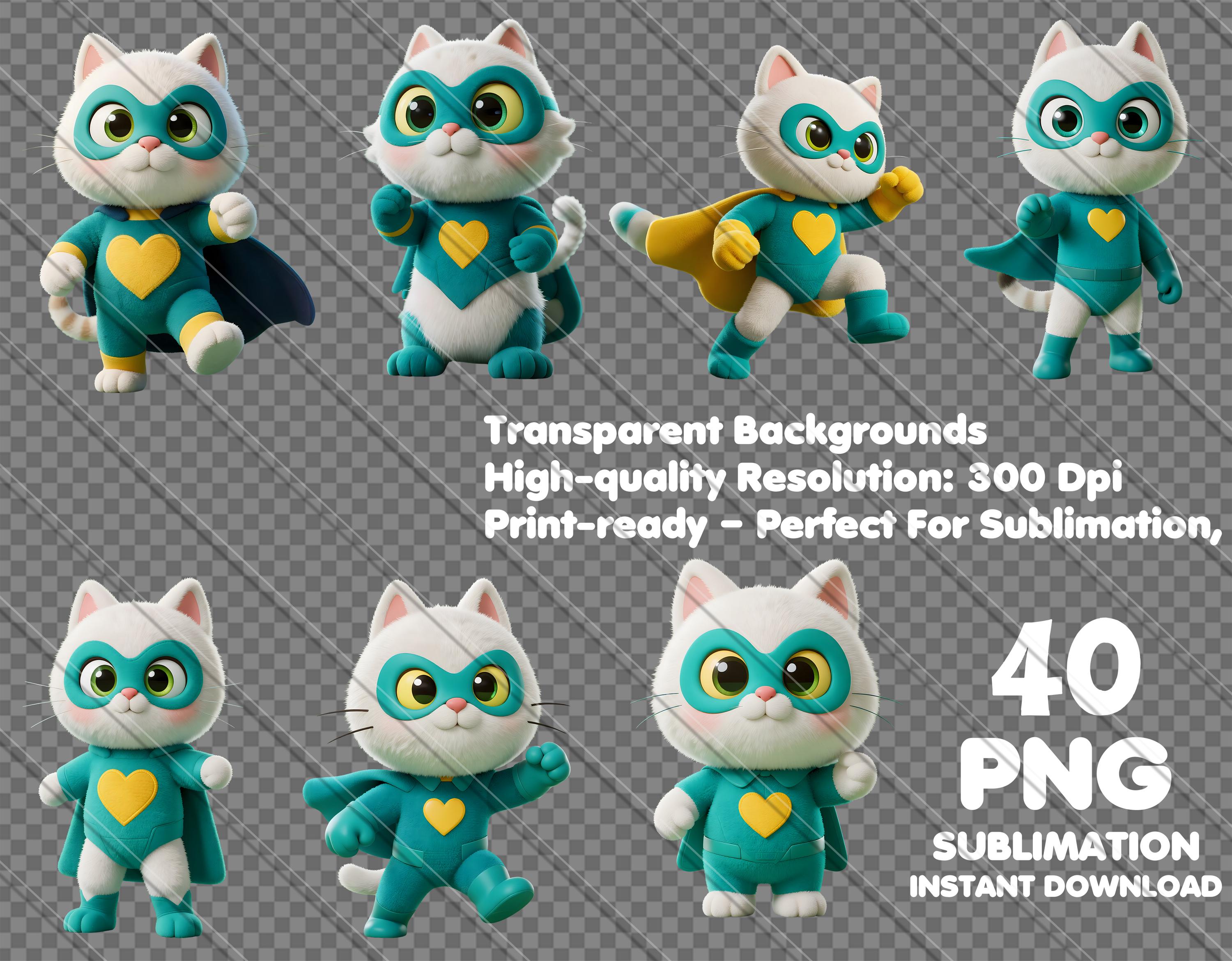 Super Kitties 40 PNG Bundle | Cat Clipart Set | Bitsy, Sparks, Ginny ...