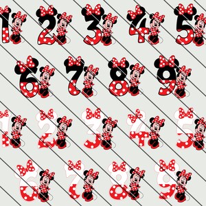 Minnie Mouse Numbers SVG PNG: Red Polka Dot Clipart (digital Download ...