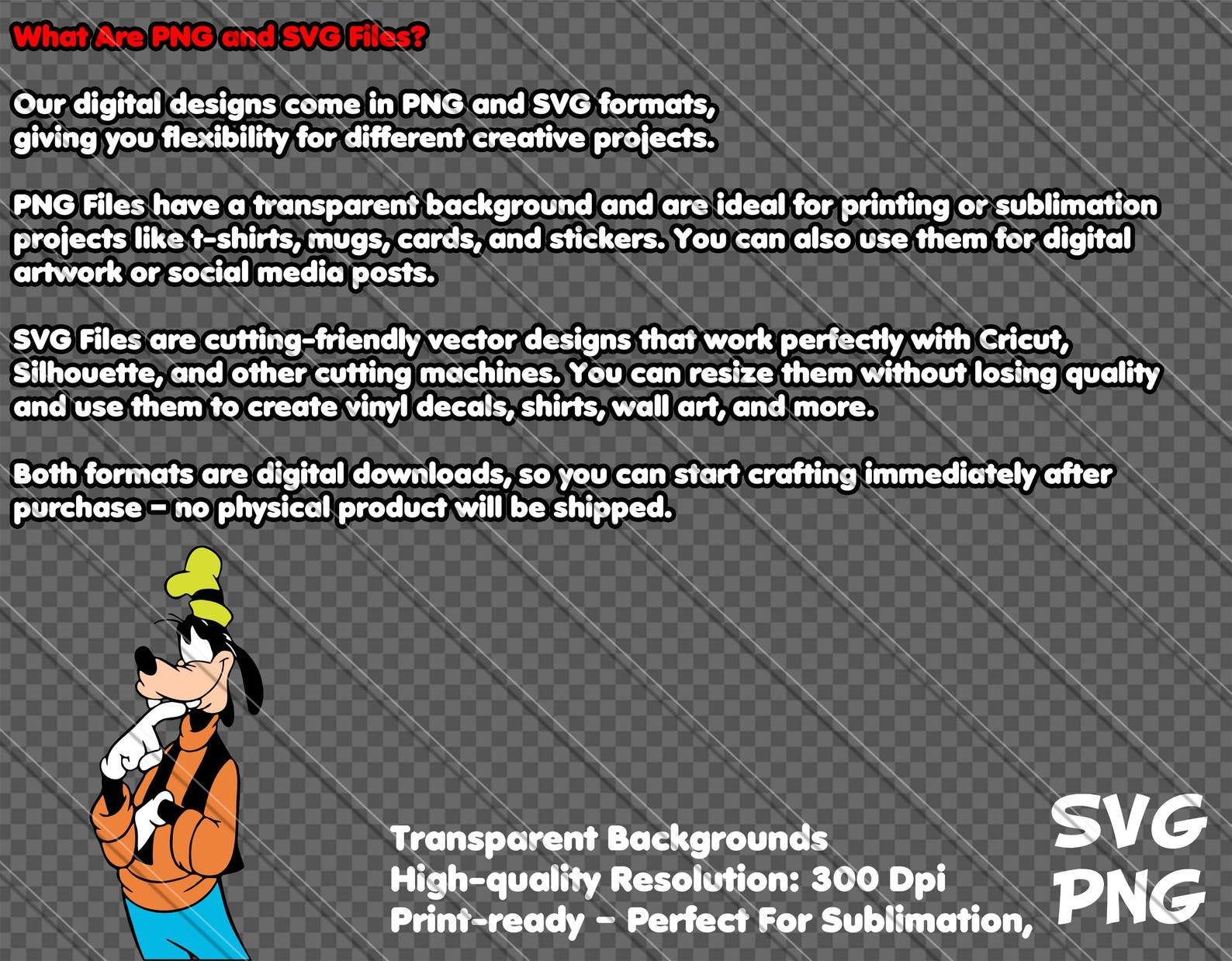 Goofy SVG PNG Bundle | 42 Funny Poses | Disney Cartoon Character ...