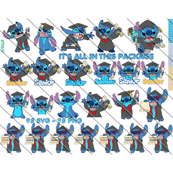 Stitch Graduation Svg - Etsy