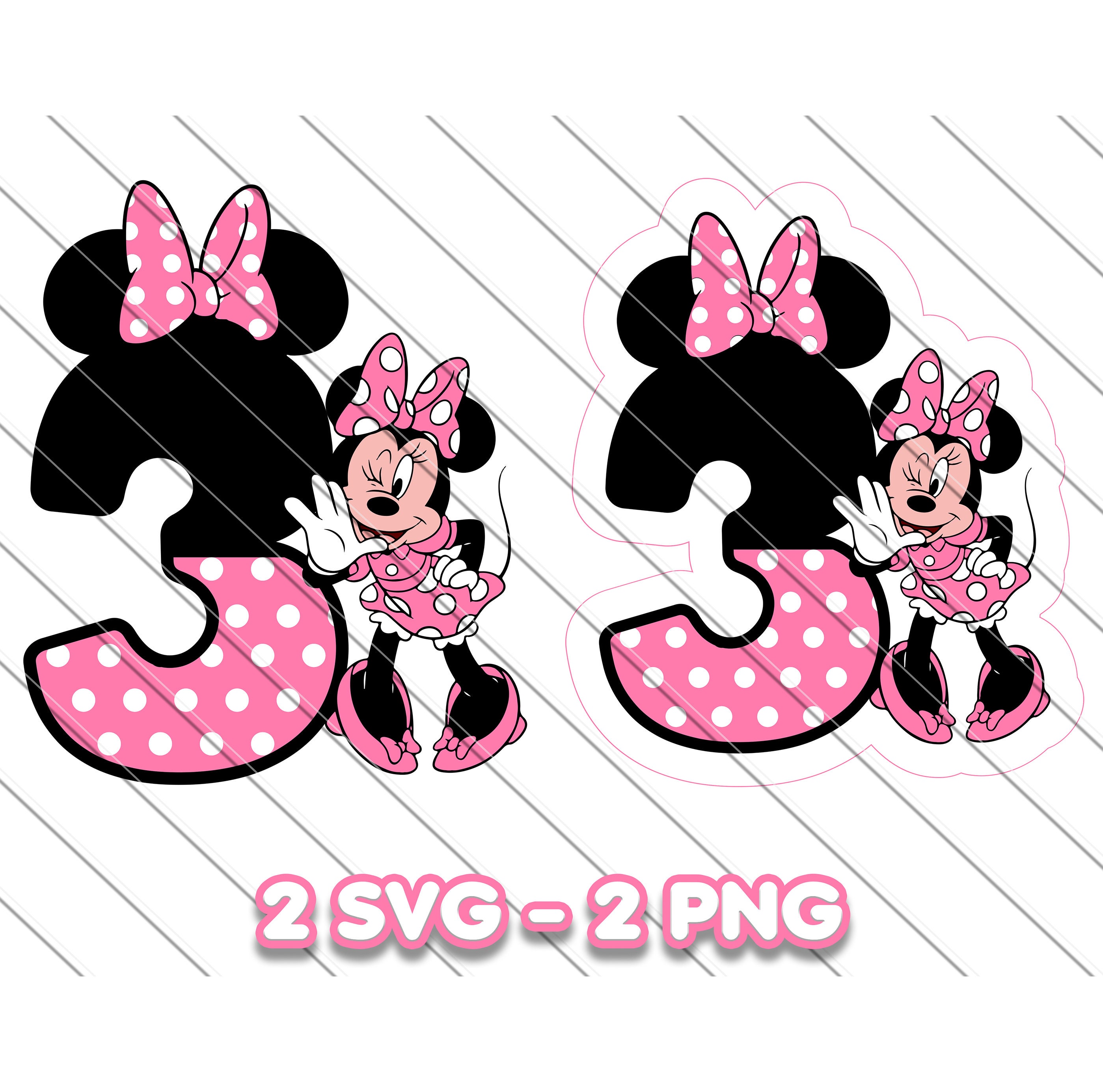 Printable Minnie Mouse 3rd Birthday Svg Png Digital - Etsy