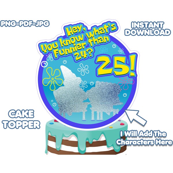 Spongebob 25th Cake Topper - Etsy